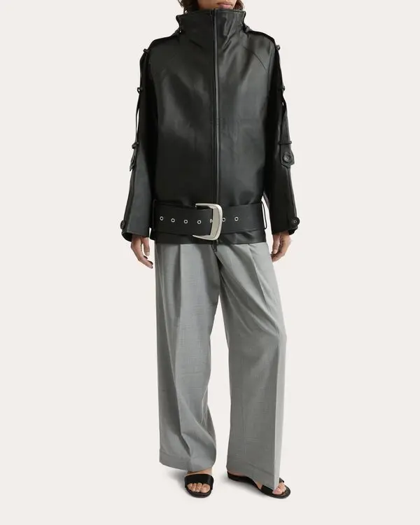 JOAEN Sara Oversized Leather Jacket