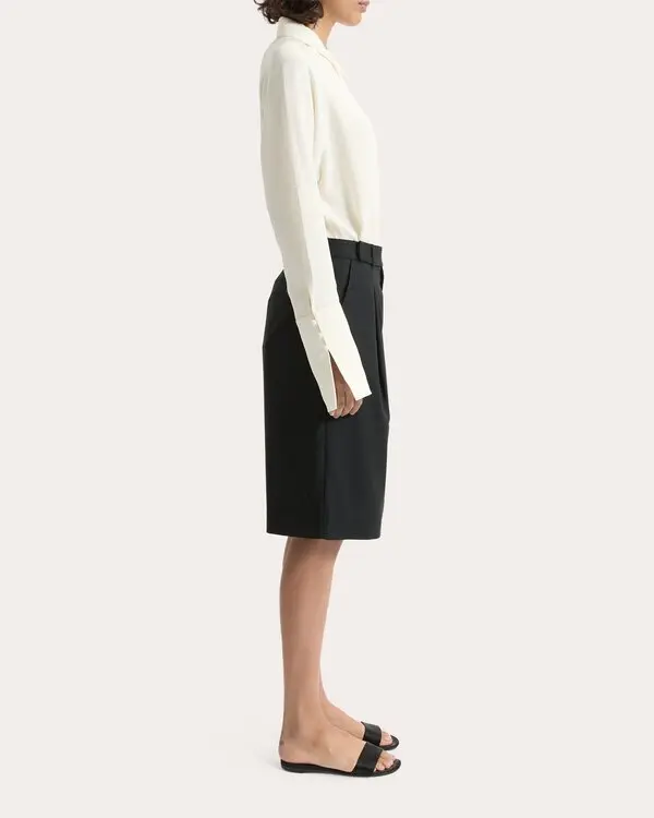 JOAEN Ila Pleated Wool Bermuda Shorts
