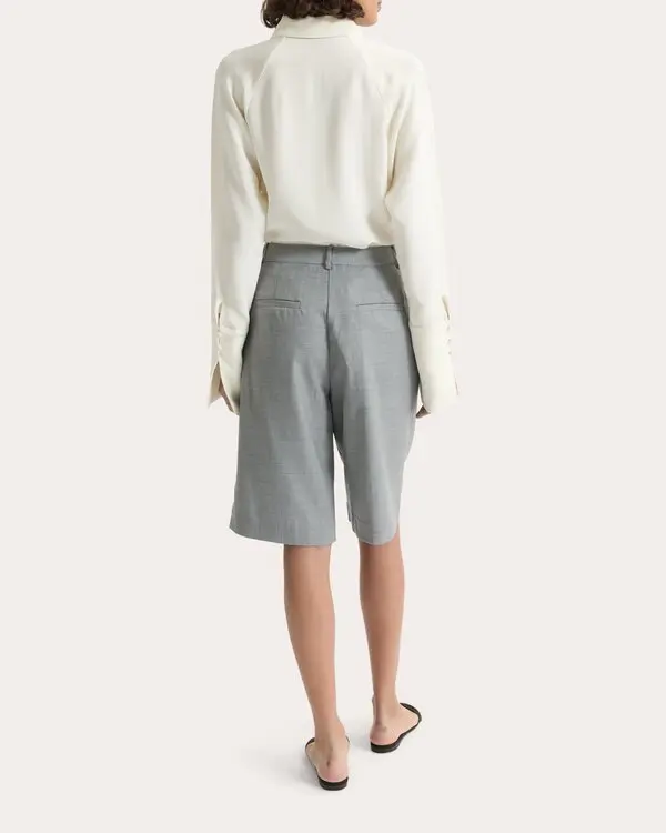 JOAEN Ila Pleated Wool Bermuda Shorts