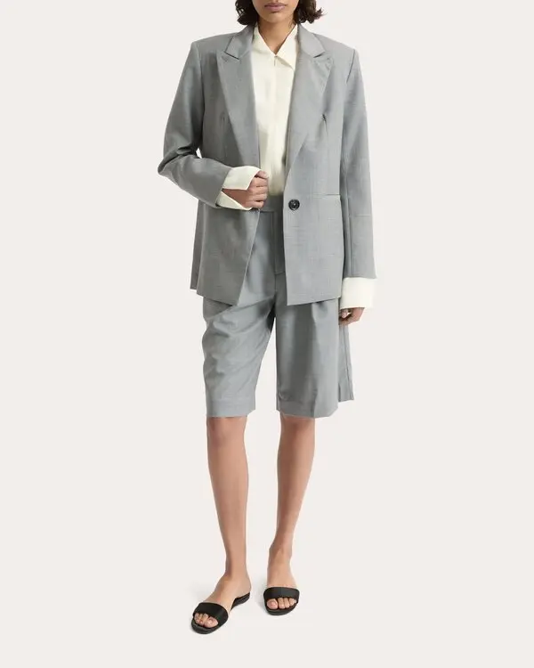 JOAEN Ila Pleated Wool Bermuda Shorts