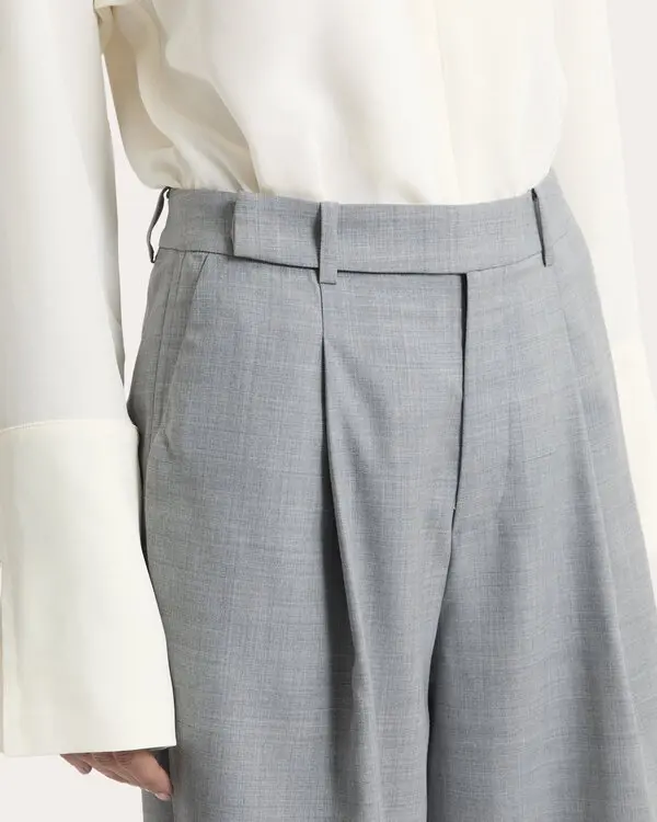 JOAEN Ila Pleated Wool Bermuda Shorts