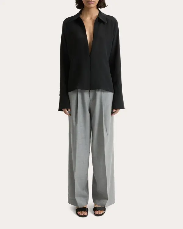 JOAEN Lea Silk Crepe Collared Shirt