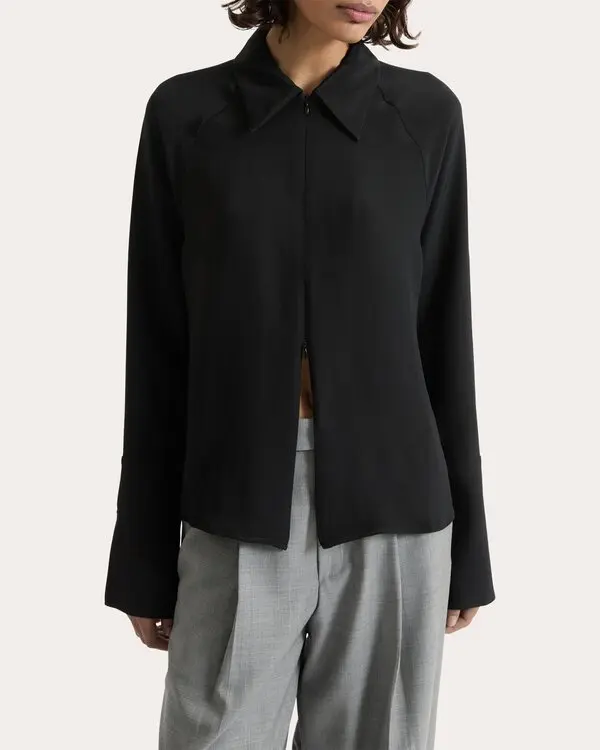 JOAEN Lea Silk Crepe Collared Shirt