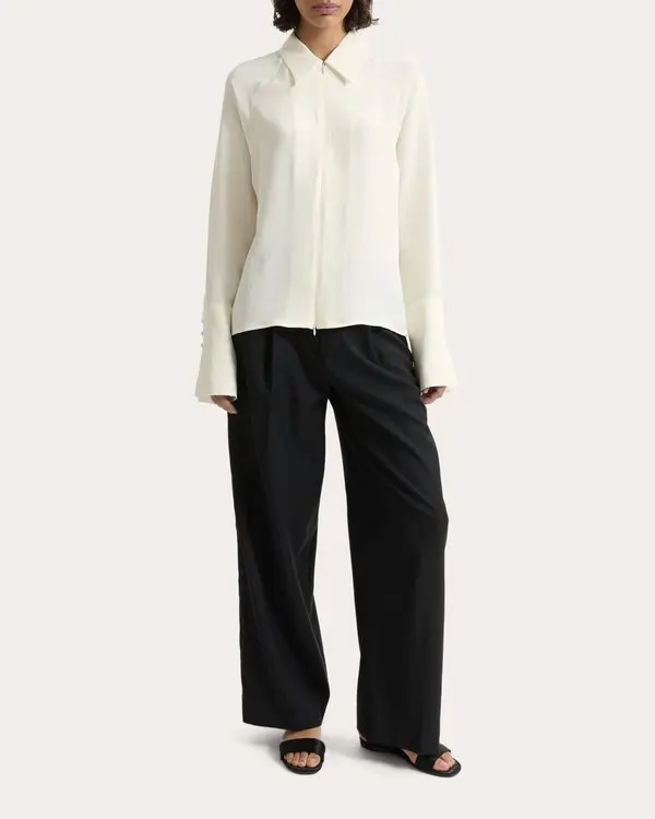 JOAEN Lea Silk Crepe Collared Shirt