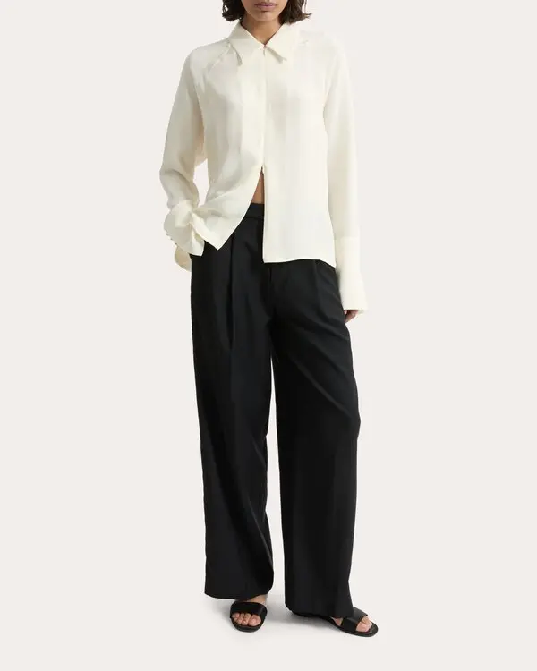 JOAEN Lea Silk Crepe Collared Shirt