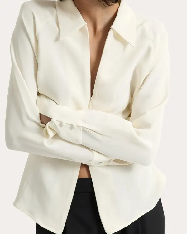 JOAEN Lea Silk Crepe Collared Shirt