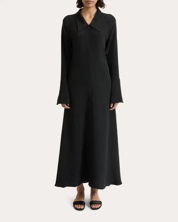 JOAEN Lea Silk Crepe Collared A-line Dress