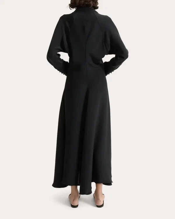 JOAEN Lea Silk Crepe Collared A-line Dress