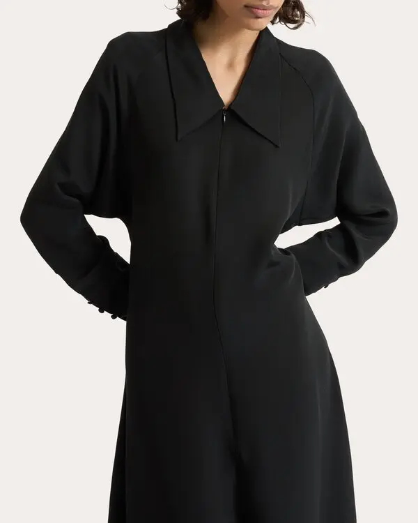 JOAEN Lea Silk Crepe Collared A-line Dress