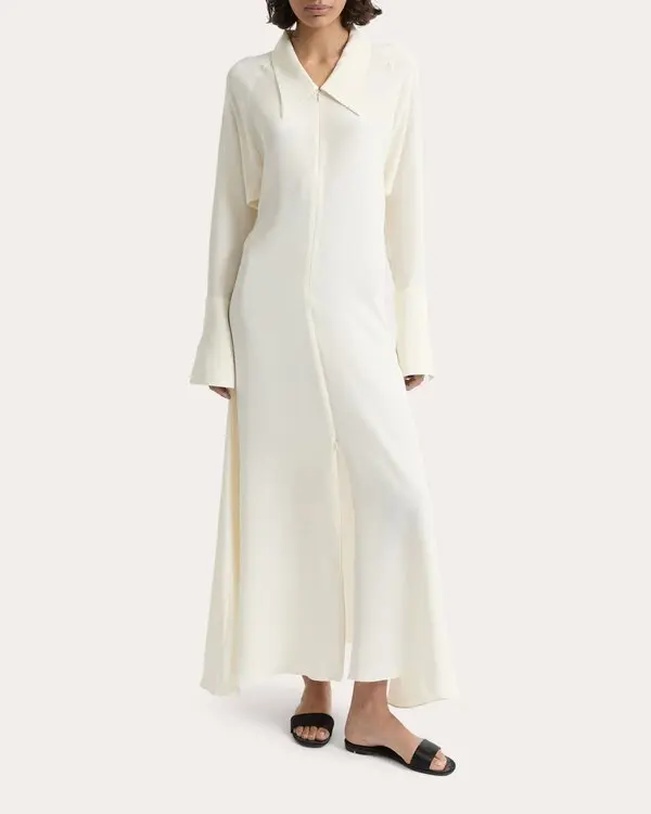 JOAEN Lea Silk Crepe Collared A-line Dress