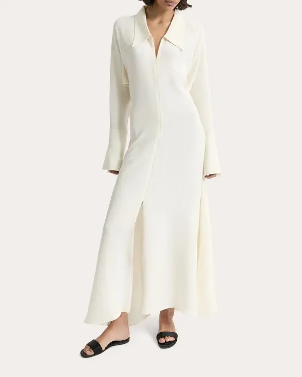 JOAEN Lea Silk Crepe Collared A-line Dress
