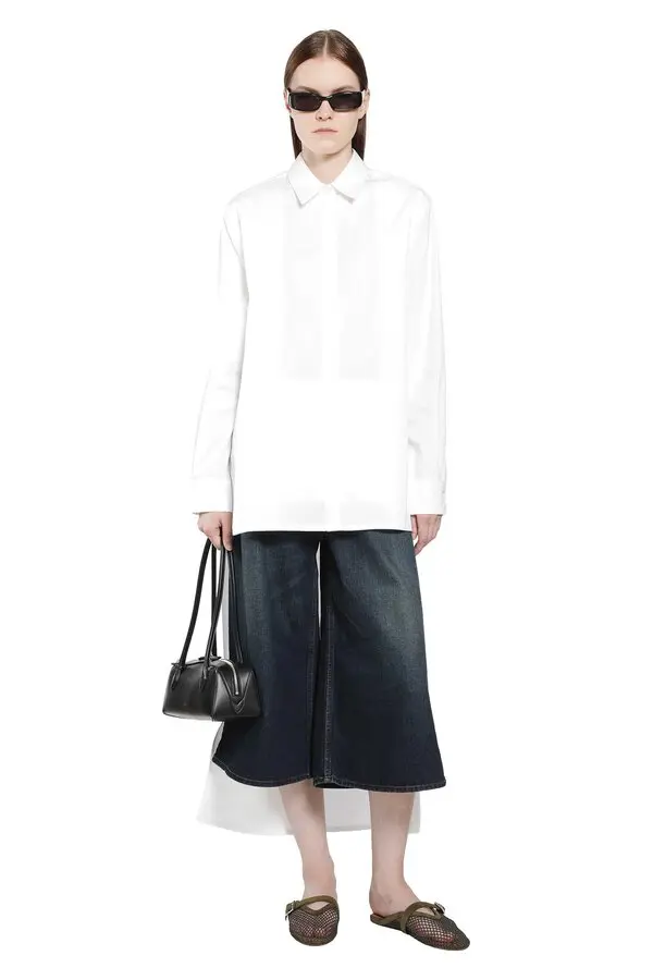 Alaïa Asymmetric Cotton Poplin Shirt - White