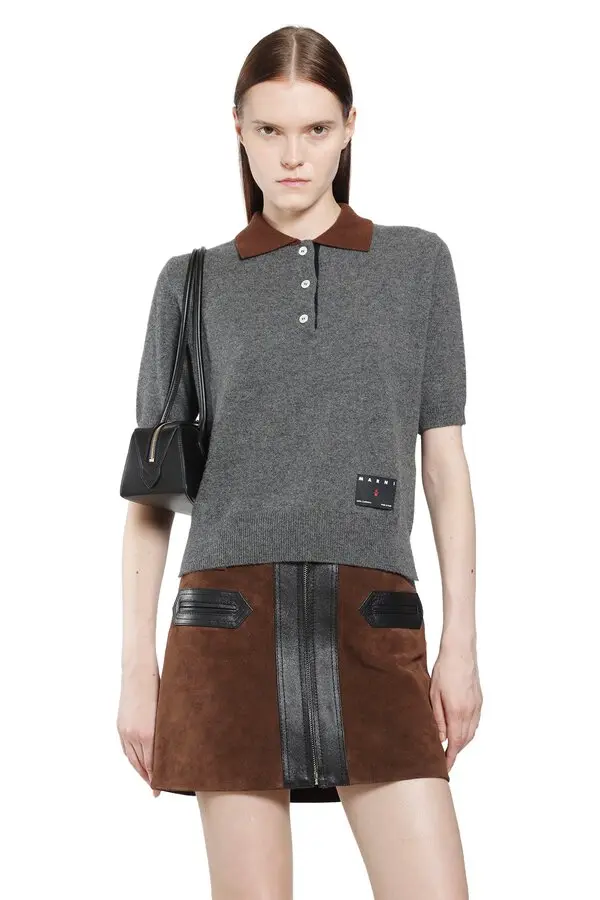 Marni Cashmere Polo Shirt With Contrast Colour