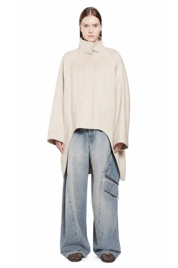 Alaïa Asymmetric Double Face Cashmere Coat - Beige