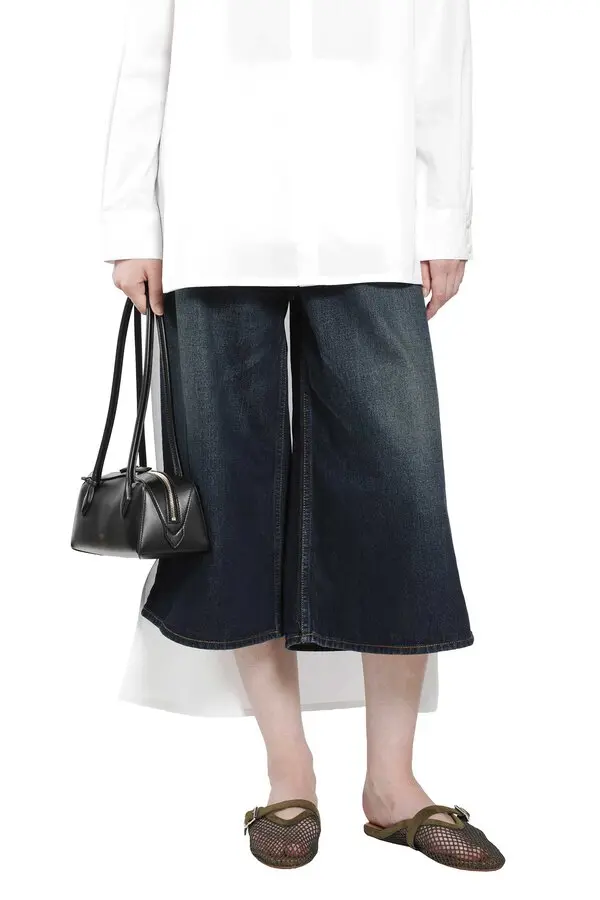 Alaïa Palazzo Denim Bermuda Shorts - Blue