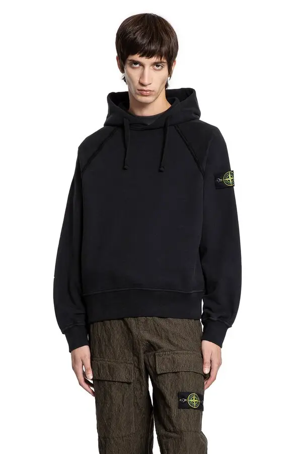 Stone Island 6100023 Light Organic Cotton Fleece Hoodie - Black