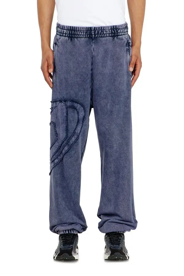 DIESEL® Organic Cotton Sweatpants With Oval D Patch - Blue