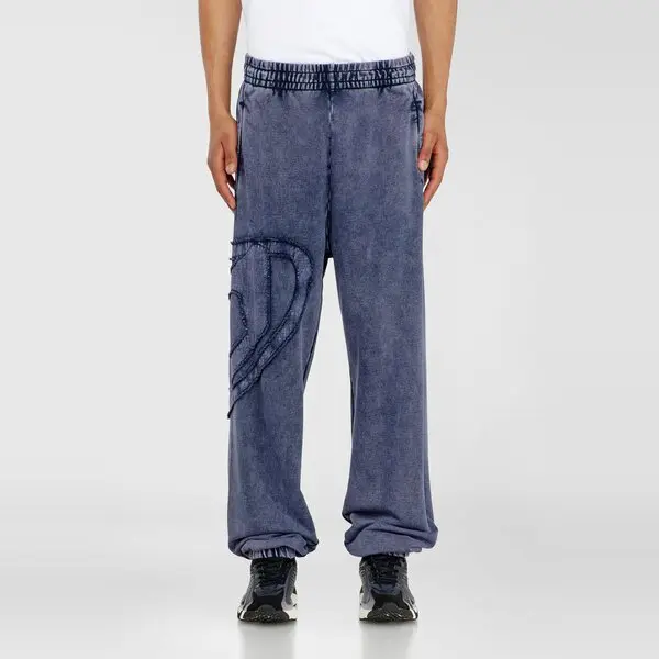 DIESEL® Organic Cotton Sweatpants With Oval D Patch - Blue
