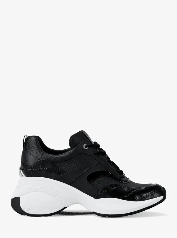 Michael Kors Kaia Mixed-media Trainer - Black
