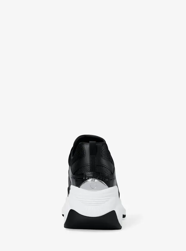 Michael Kors Kaia Mixed-media Trainer - Black