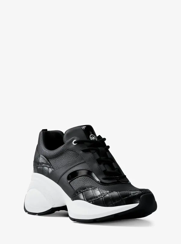 Michael Kors Kaia Mixed-media Trainer - Black