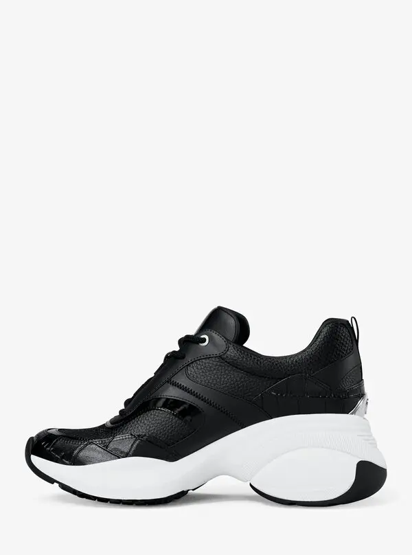 Michael Kors Kaia Mixed-media Trainer - Black