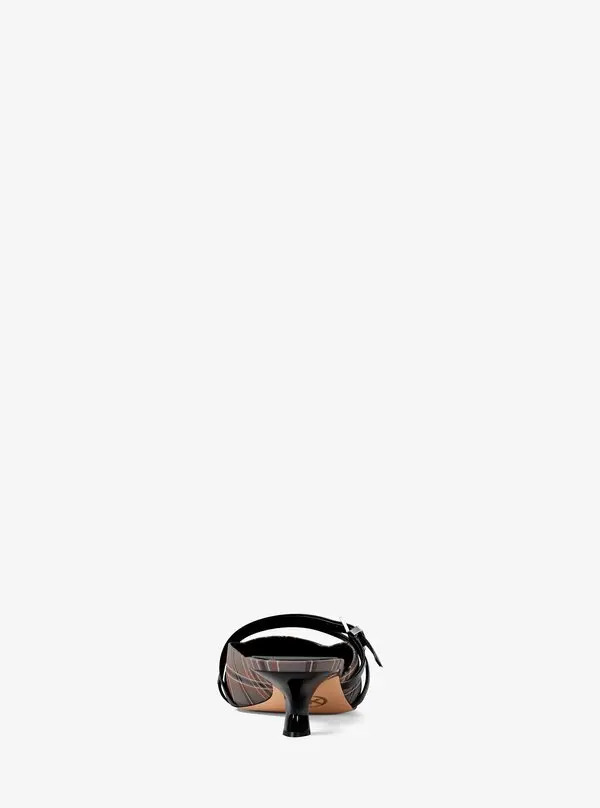 Michael Kors Yvette Plaid Print Kitten Mule