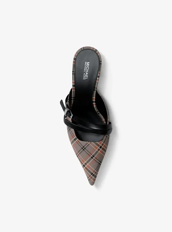 Michael Kors Yvette Plaid Print Kitten Mule
