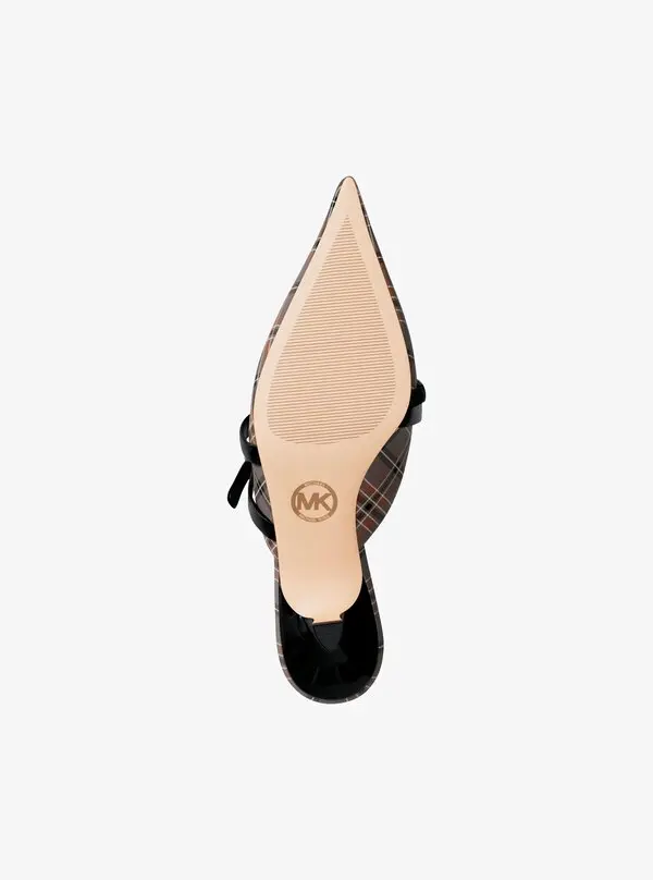 Michael Kors Yvette Plaid Print Kitten Mule