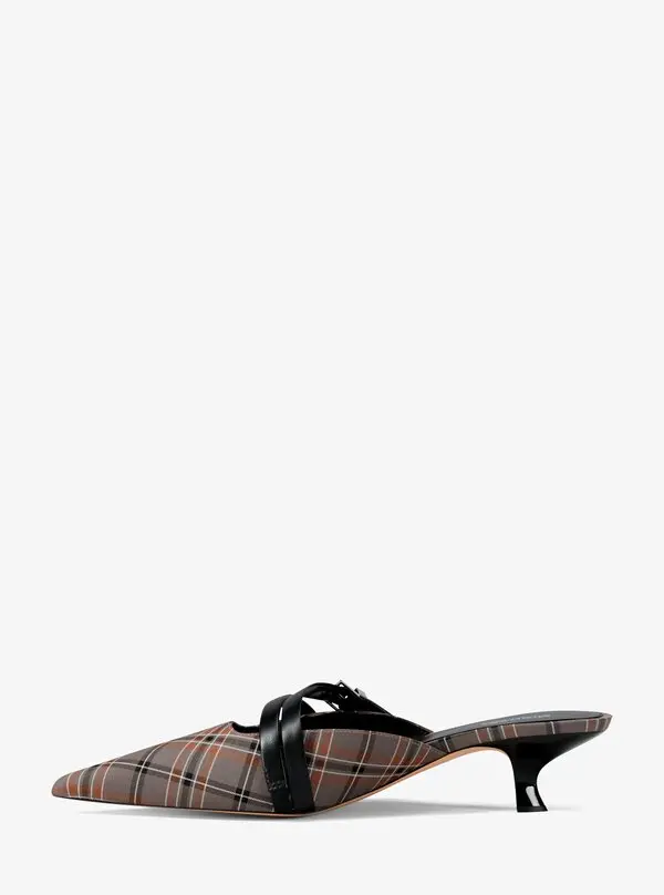 Michael Kors Yvette Plaid Print Kitten Mule