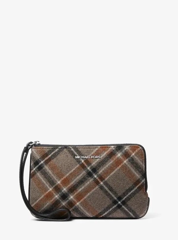 Michael Kors Jet Set Travel Plaid Print Wool Wristlet