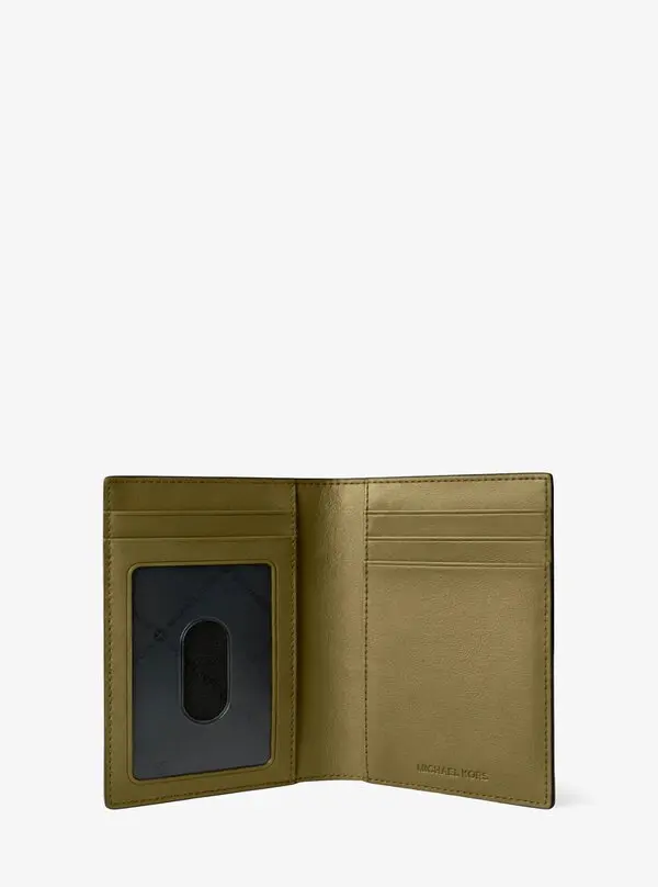 Michael Kors Cooper Pebbled Leather Bi-fold Card Case - Green