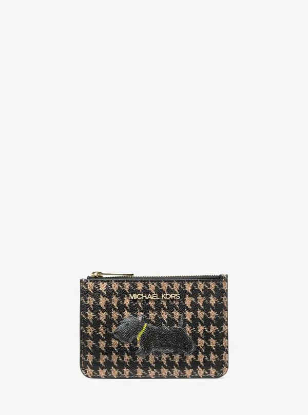 Michael Kors Jet Set Travel Small Printed Houndstooth Print Coin Pouch
