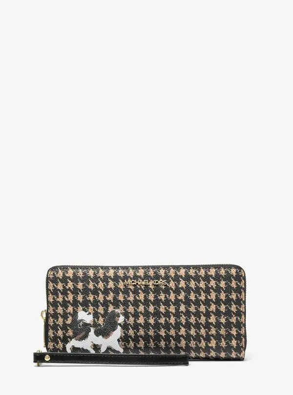 Michael Kors Jet Set Travel Houndstooth Print Continental Wristlet