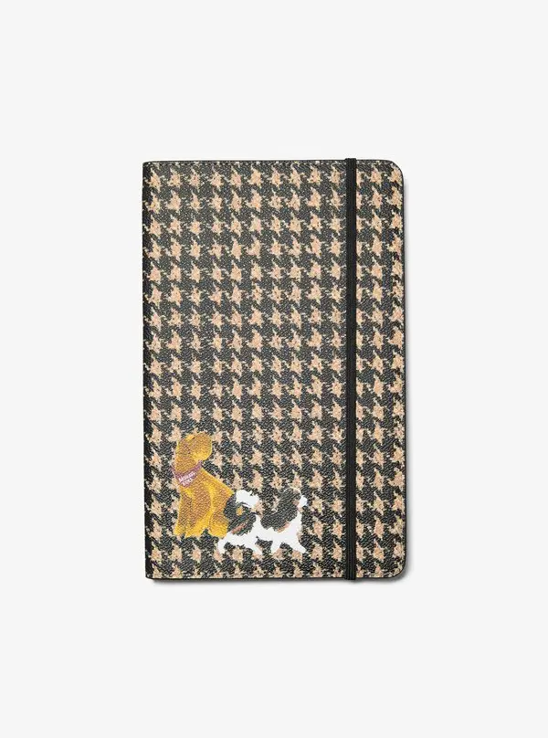 Michael Kors Medium Embellished Houndstooth Print Notebook - Black