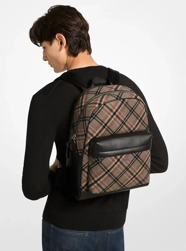 Michael Kors Pacey Plaid Print Wool Blend Backpack