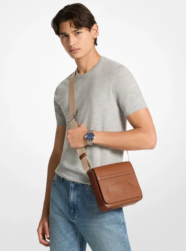 Michael Kors Cooper Pebbled Leather Crossbody Bag - Brown