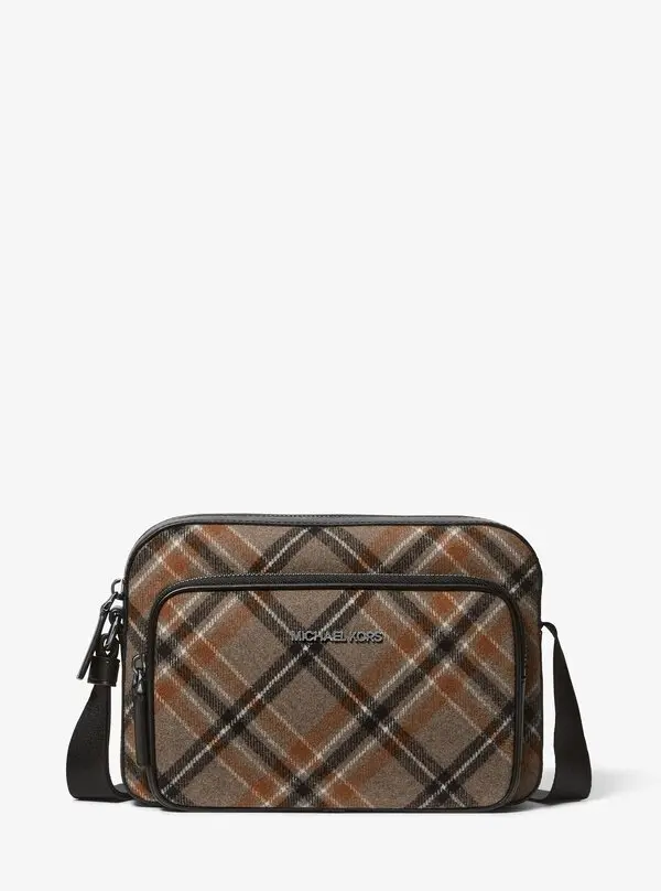 Michael Kors Cooper Plaid Wool Blend Flight Bag