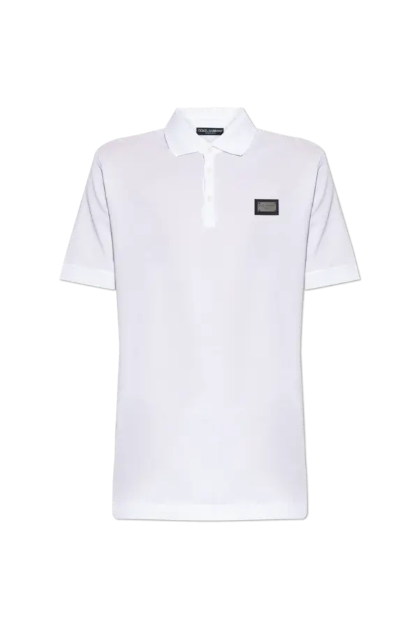 Dolce & Gabbana Polo Shirt With Logo Applique - White