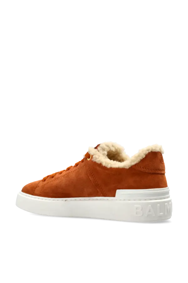 Balmain B-court Suede Sneakers With Wool Lining
