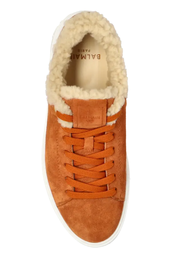 Balmain B-court Suede Sneakers With Wool Lining