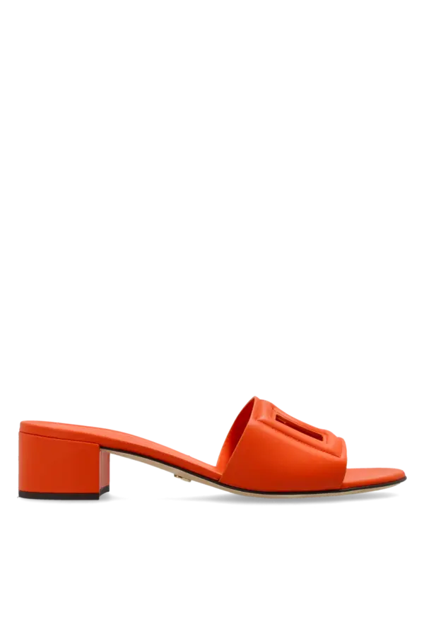 Dolce & Gabbana Leather Heeled Mules - Orange