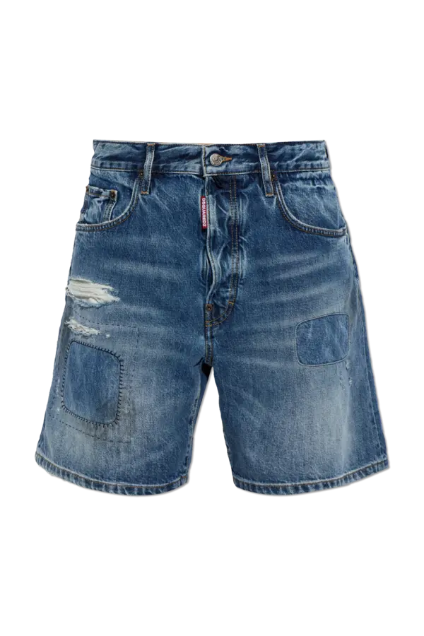 Dsquared2 Denim Shorts With A Vintage Effect - Blue