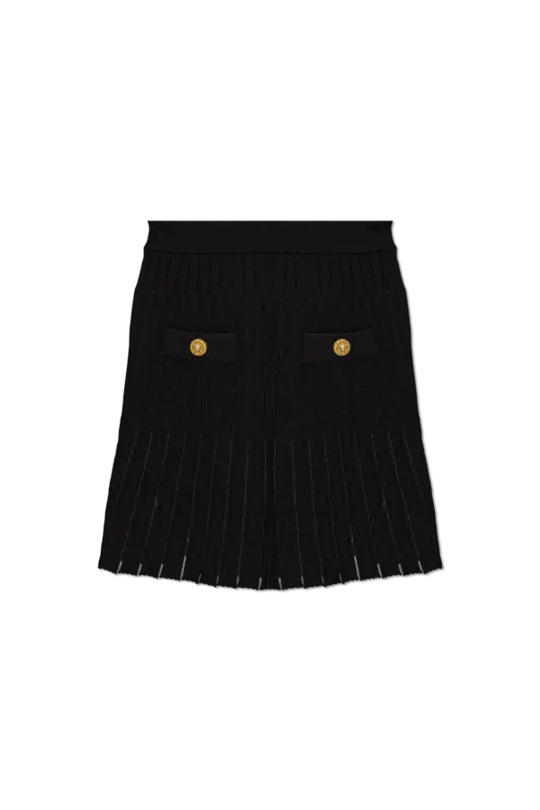 Balmain Skirt With Decorative Pockets - Black