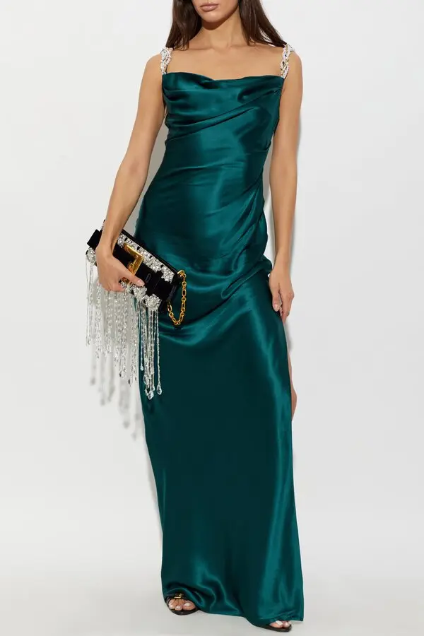 Balmain Silk Dress With Pearl Straps