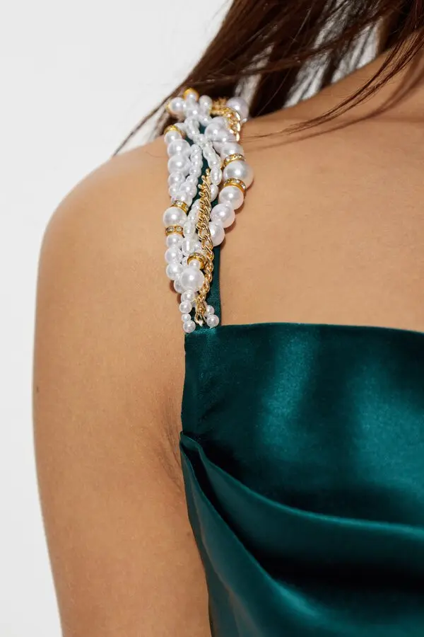 Balmain Silk Dress With Pearl Straps