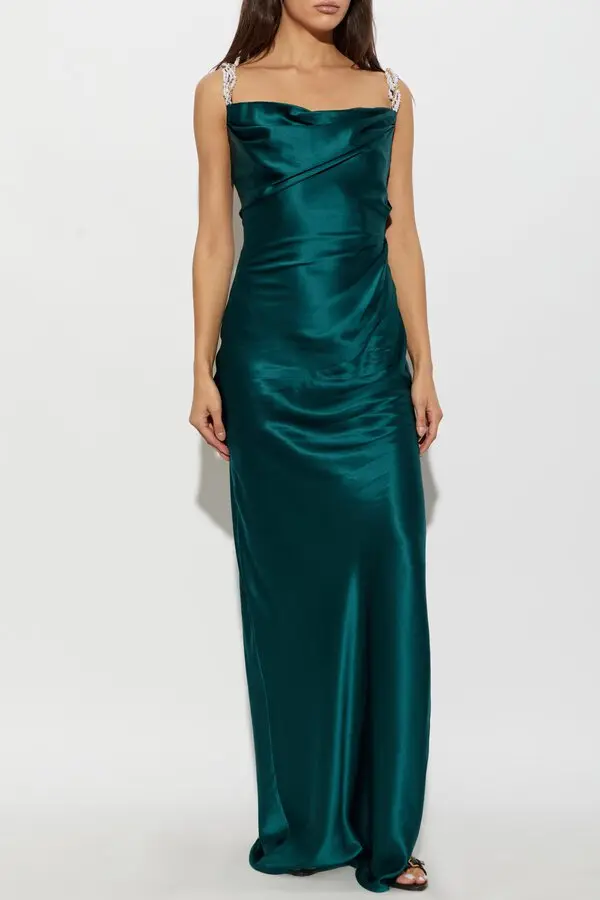 Balmain Silk Gown With Pearl Embellished Straps