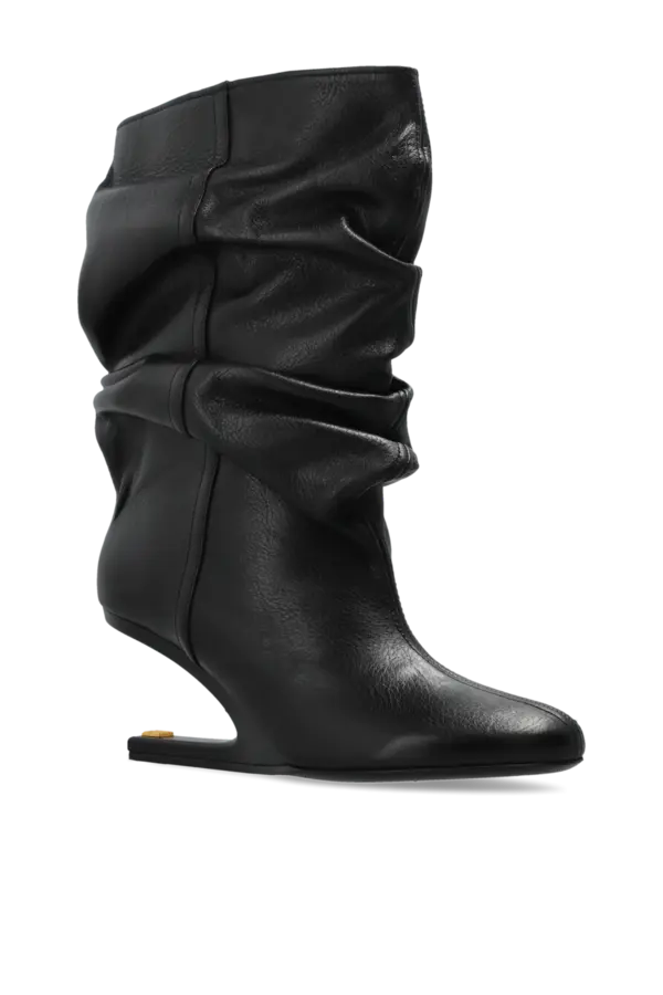 Balmain Leather Wedge Ankle Boots