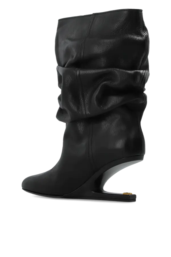 Balmain Leather Wedge Ankle Boots
