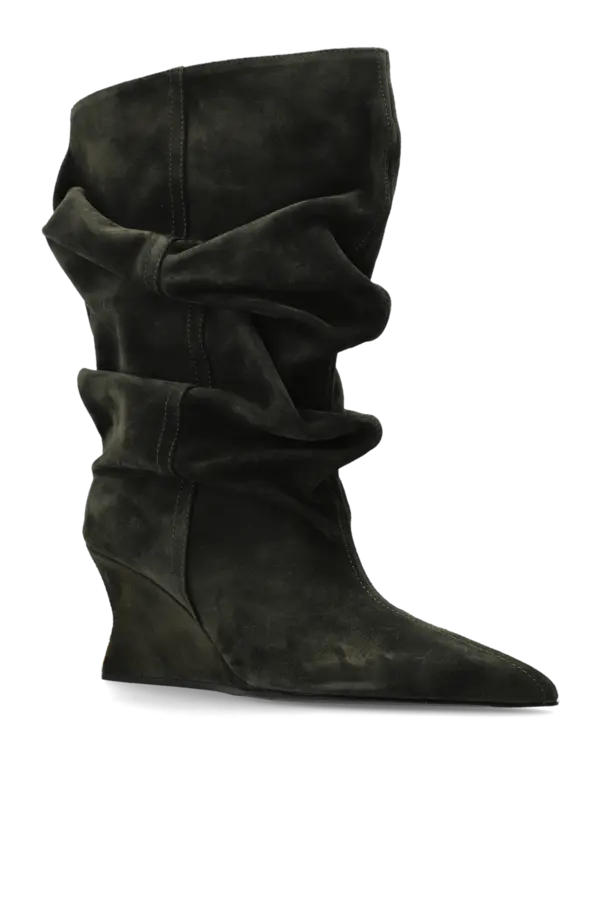 Balmain Suede Wedge Ankle Boots